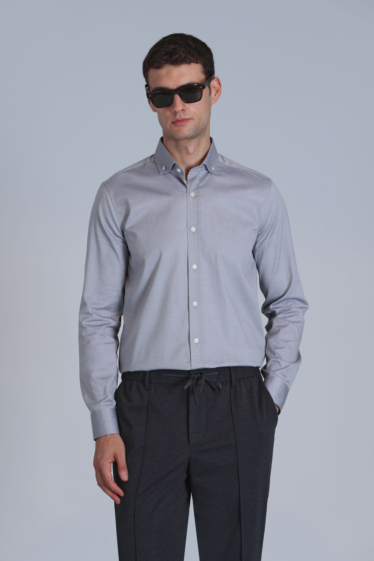 Danıel Erkek Basic Gömlek Slim Fit Gri | LUFIAN