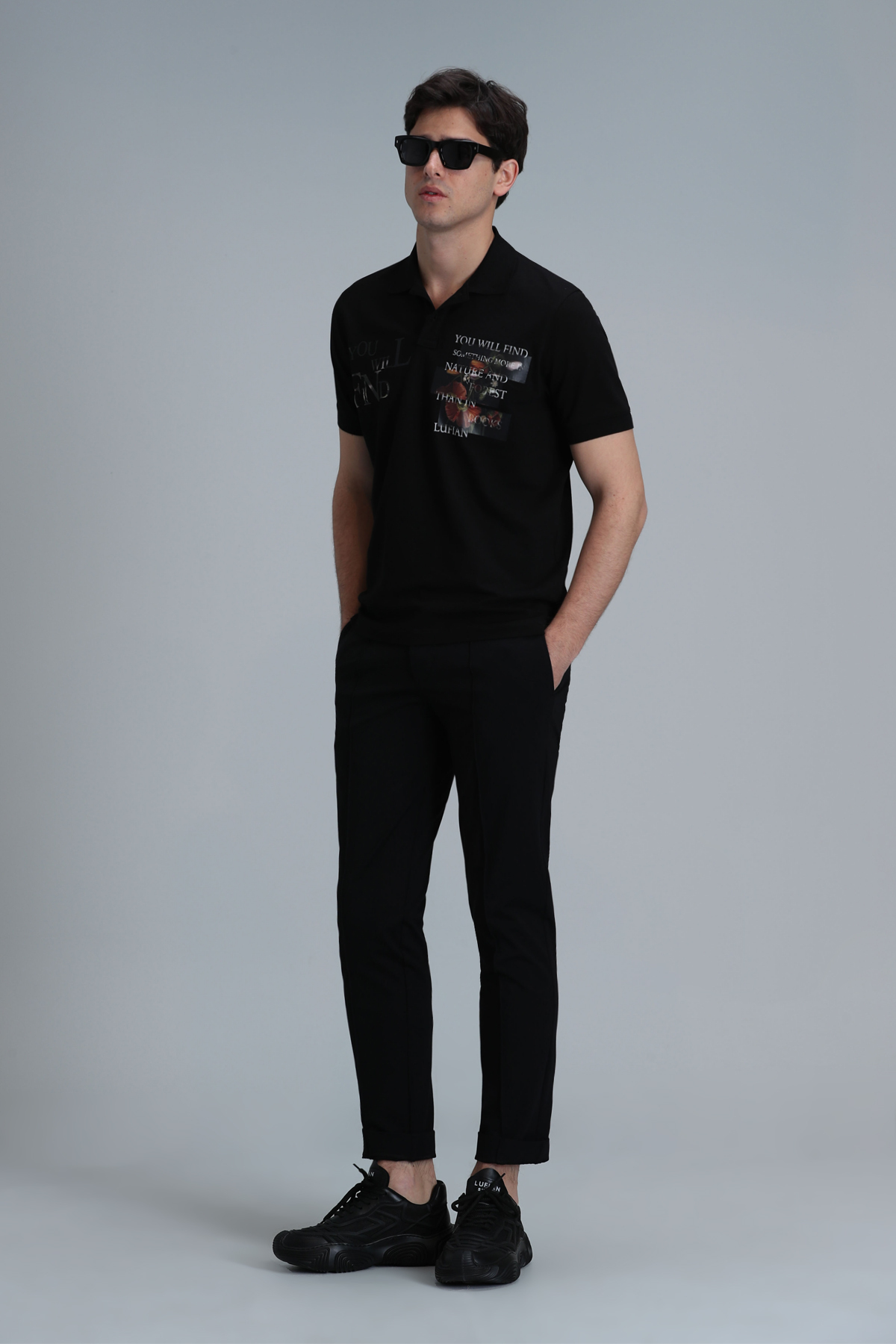 Mandy Smart Erkek Polo Tişört Siyah | LUFIAN